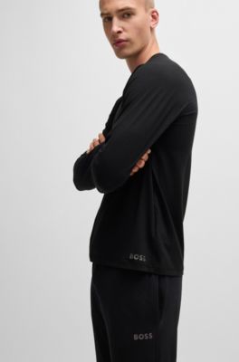 BOSS - Jersey pyjamas in a regular fit with tonal coverstitching - Black
