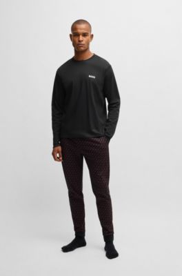 BOSS - Interlock-cotton pyjamas with signature details - Black