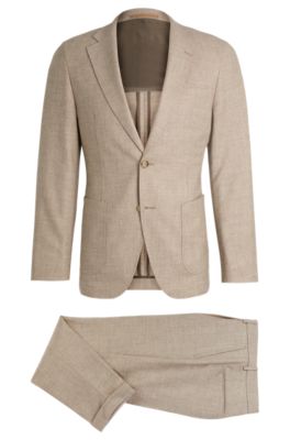 BOSS - Slim-fit suit in virgin wool and bison hair - Light Beige