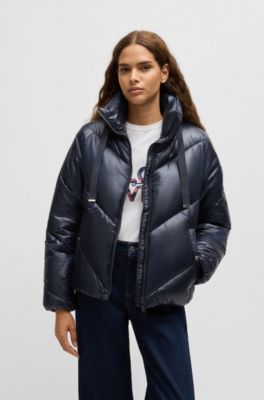 BOSS - Water-repellent puffer jacket with drawcords - Dark Blue