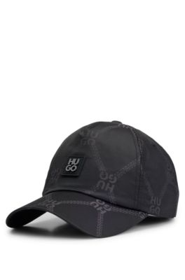 Hugo Water Repellent Five Panel Cap With Stacked Logos Black