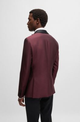 BOSS - Casaco de smoking de ajuste slim em seda e lã - Dark Purple