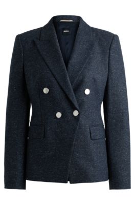 BOSS - Slim-fit jacket in a micro-patterned wool blend