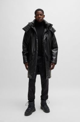 HUGO - Lace-up boots in mixed materials with signature outsole - Black