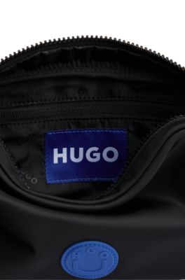 HUGO - Crossbody bag with Happy HUGO logo patch - Black