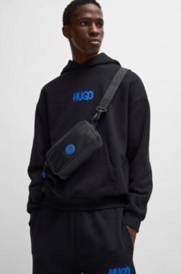 HUGO - Crossbody bag with Happy HUGO logo patch - Black