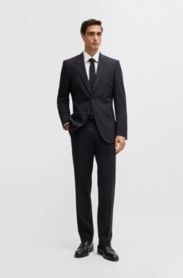 BOSS - Apron-toe slip-on loafers in grained leather - Black