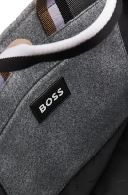 BOSS - Tote bag with oversized embroidered logo - Grey