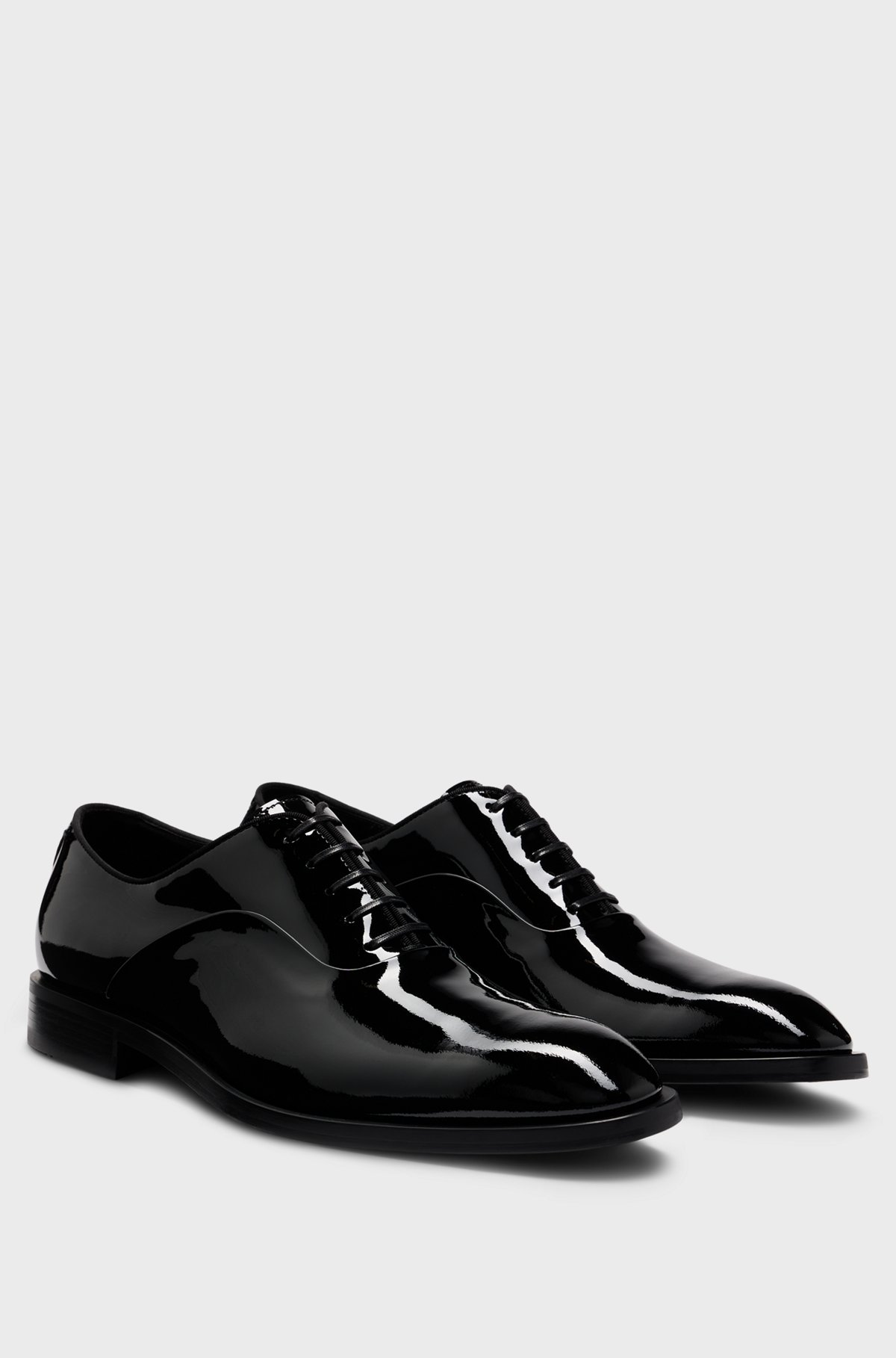 BOSS - Patent-leather Oxford shoes with stitching details BOSS - Patent-leather Oxford shoes with stitching details