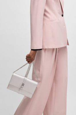 HUGO - Logo-lettering clutch bag in laminated faux leather - Silver