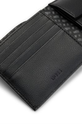 BOSS - Monogram-panel wallet with silver-foil logo