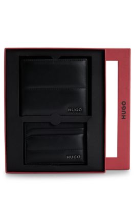 HUGO - Logo-trimmed leather wallet and card holder gift set - Black