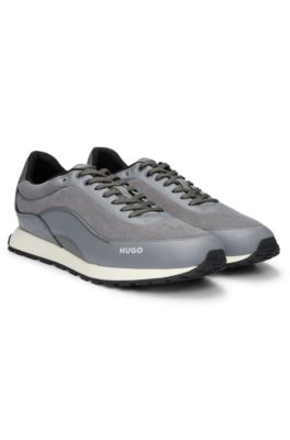 HUGO - Mixed-material trainers with corduroy-effect trims - Grey