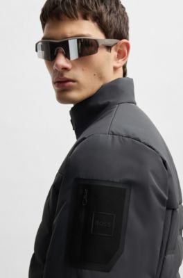 BOSS - Water-repellent down jacket with zipped details - Dark Grey