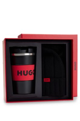 HUGO - Logo mug and beanie hat gift set