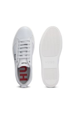 HUGO - Faux-leather trainers with logo flag
