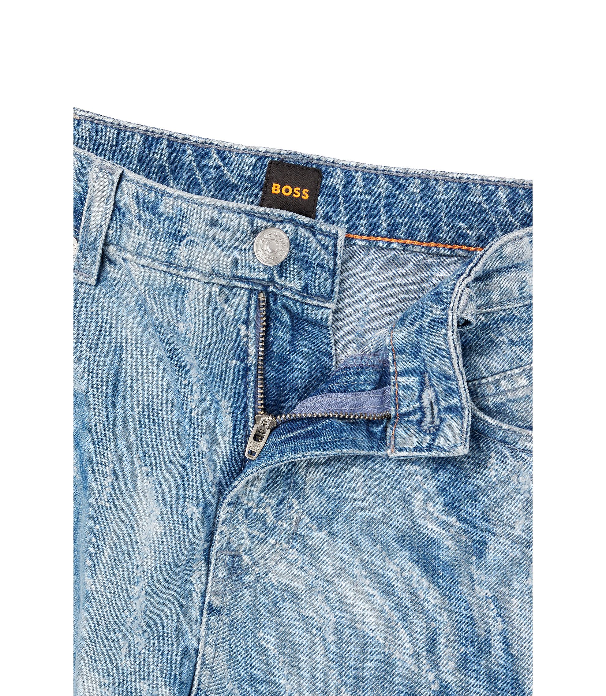 BOSS - スリムフィットジーンズ レーザーパターン ブルーデニム BOSS - スリムフィットジーンズ レーザーパターン ブルーデニム