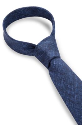 BOSS - Cotton tie with an all-over denim effect - Dark Blue
