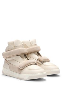 BOSS - NAOMI x BOSS high-top trainers in leather and suede - Natural