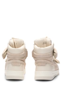 BOSS - NAOMI x BOSS high-top trainers in leather and suede - Natural