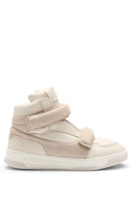 BOSS - NAOMI x BOSS high-top trainers in leather and suede - Natural