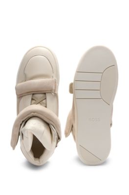 BOSS - NAOMI x BOSS high-top trainers in leather and suede - Natural