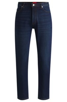HUGO - Tapered-fit jeans in dark-blue stretch denim - Dark Blue