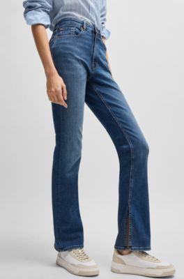 BOSS - Kick-flare jeans in soft-motion denim - Blue