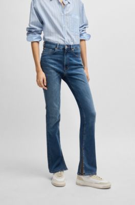 BOSS - Kick-flare jeans in soft-motion denim - Blue