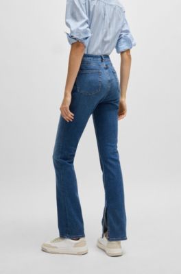 BOSS - Kick-flare jeans in soft-motion denim - Blue