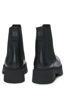 HUGO - Leather Chelsea boots with chunky outsole - Black