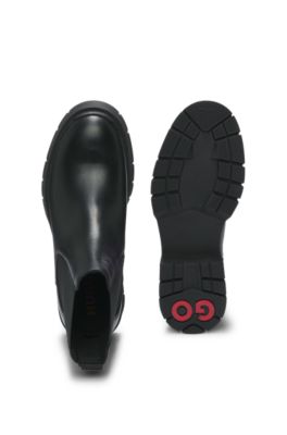 HUGO - Leather Chelsea boots with chunky outsole - Black