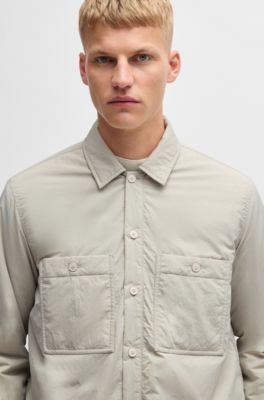 BOSS - Oversized-fit overshirt in crinkle fabric with lightweight ...