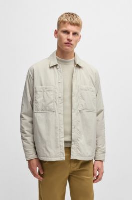 BOSS - Oversized-fit overshirt in crinkle fabric with lightweight ...