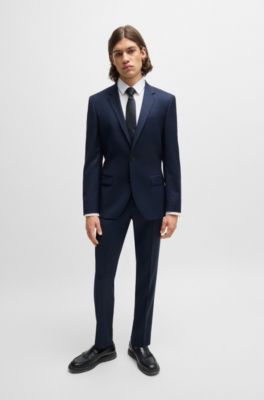 HUGO - Slim-fit suit in checked stretch virgin wool