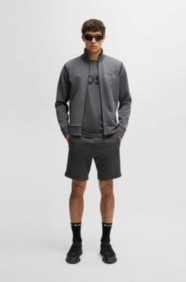 BOSS - T-Shirt aus Baumwoll-Jersey mit großem Logo - Dunkelgrau