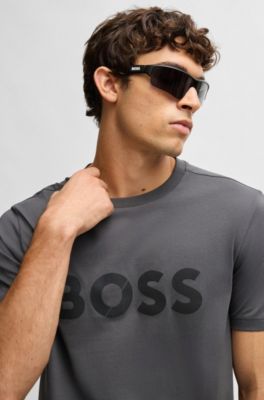 BOSS - コットンジャージーTシャツ ラージロゴ - ダークグレー