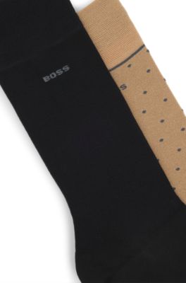 BOSS - Two-pack of regular-length socks with logo details - Black / Beige
