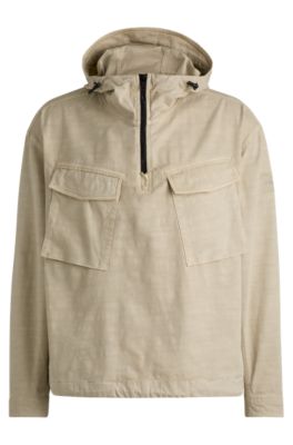 BOSS - Anorak-style overshirt in structured cotton - Light Beige