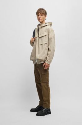 BOSS - Anorak-style overshirt in structured cotton - Light Beige