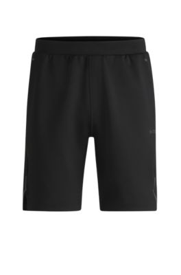 BOSS - Active stretch shorts with decorative reflective details - Black