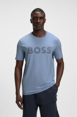 BOSS - Active slim-fit T-shirt with moisture management - Light Blue