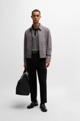 BOSS - Mercerised-cotton polo shirt with script logo - Grey