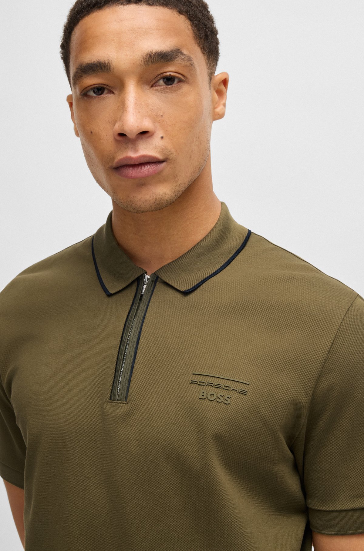 BOSS - Porsche x BOSS stretch-cotton polo shirt - Dark Green BOSS - Porsche x BOSS stretch-cotton polo shirt - Dark Green