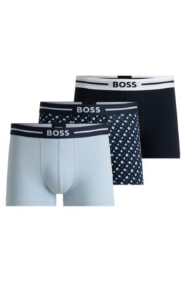 BOSS - Lot de trois boxers courts en coton stretch uni et à monogramme ...