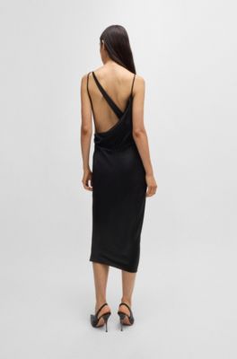 BOSS - Vestido de cocktail NAOMI x BOSS com gola drapeada assimétrica ...