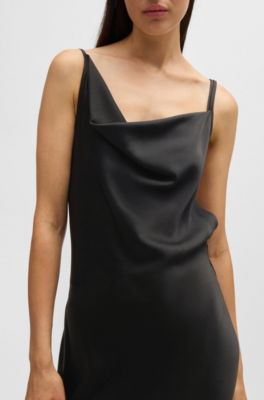 BOSS - NAOMI x BOSS cocktail dress with asymmetric draped neckline - Black