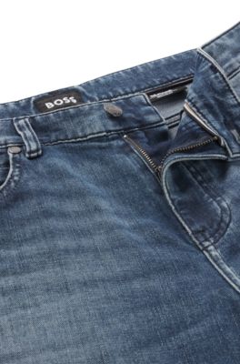 BOSS - Maine regular-fit jeans in super-soft blue denim - Blue