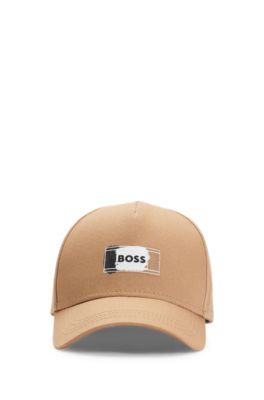 BOSS - Cotton-twill cap with signature logo print - Beige