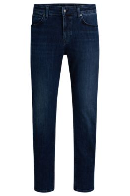 BOSS - Regular-fit Maine-jeans van indigo Coolmax®-denim - Donkerblauw